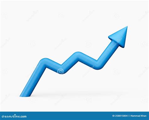 Round Growth Arrow Up Blue Shiny 3d Graphs 3d Illustration Isolated Background Stock