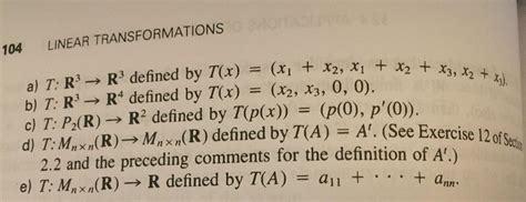 solved determine if the following linear transformations are