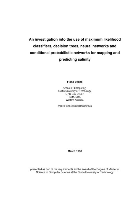 Pdf An Investigation Into The Use Of Maximum Likelihood Classifiers
