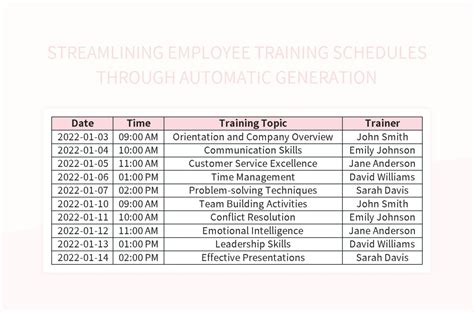 Streamlining Employee Training Schedules Through Automatic Generation