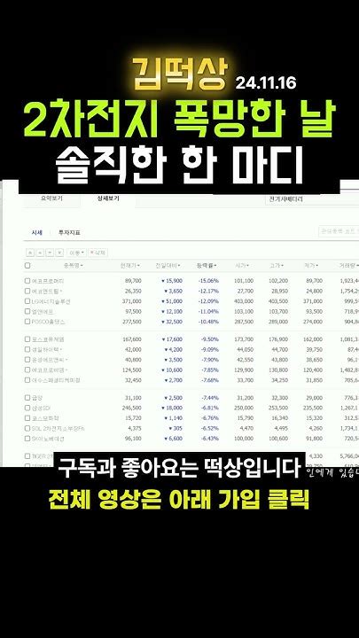 241121 2차전지 폭망한 날 11월16일 트럼프 리스크 에코프로비엠 포스코퓨처엠 Lg에너지솔루션 Lg화학