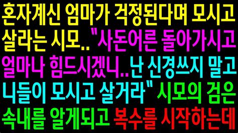 실화사연혼자계신 엄마가 걱정된다며 모시고 살라는 시모시모의 검은 속내를 알게되고 최고의 한방을 시작하는데 신청사연 사이다썰 사연라디오 Youtube
