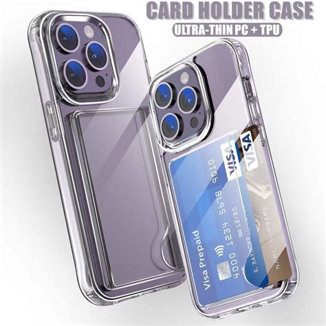 Ốp Điện Thoại Hộp đựng thẻ Acrylic TPU chống sốc cho iPhone 16 15 Pro Max 12 13 Pro Max 14 15
