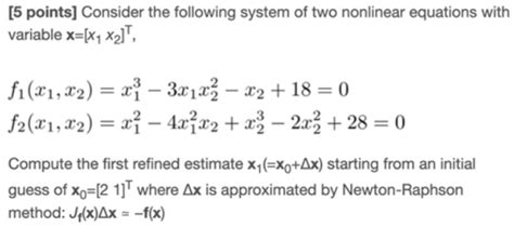 Solved 5 Points Consider The Following System Of Two Chegg Com