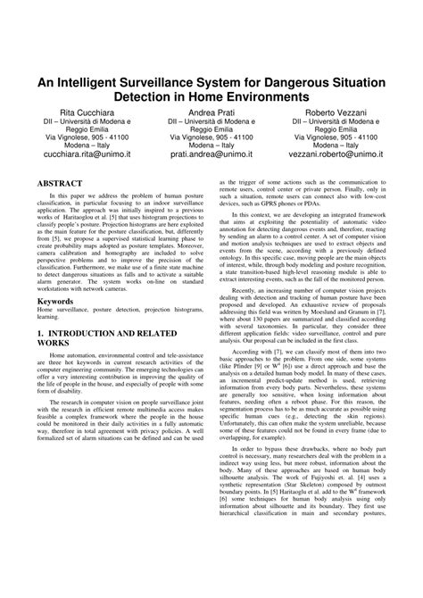 Pdf An Intelligent Surveillance System For Dangerous Situation