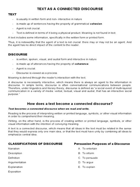 text as a connected discourse pdf information discourse