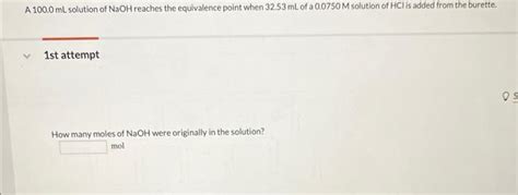 Solved A ML Solution Of NaOH Reaches The Equivalence Chegg