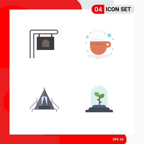 4 Thematic Vector Flat Icons And Editable Symbols Of For Sale Camp Coffee Tea Outdoor Editable