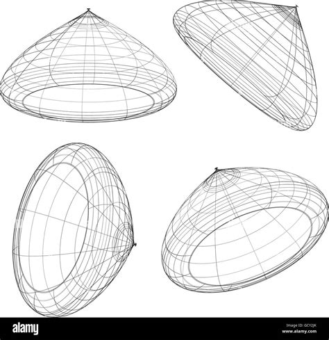abstract 3d wireframe objects 3d spatial shapes set at 4 angles