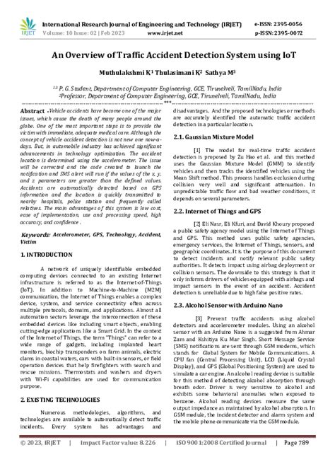 Pdf An Overview Of Traffic Accident Detection System Using Iot