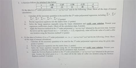 solved 1 21 3 a function follows the tabulated data below