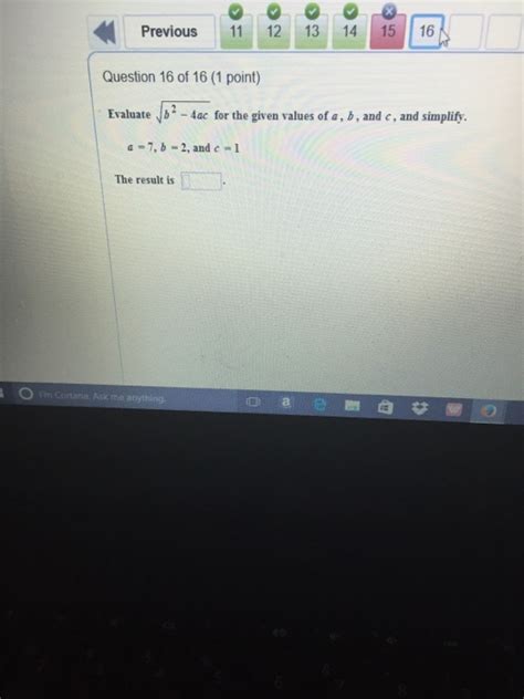 solved evaluate squareroot b 2 4ac for the given values of