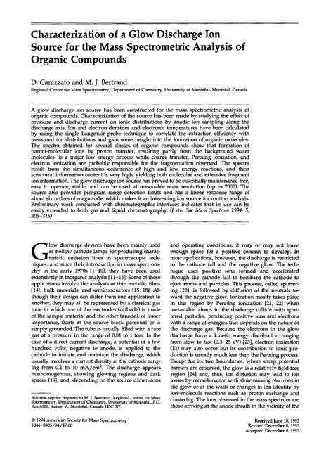 Characterization Of A Glow Discharge Ion Source For The Mass