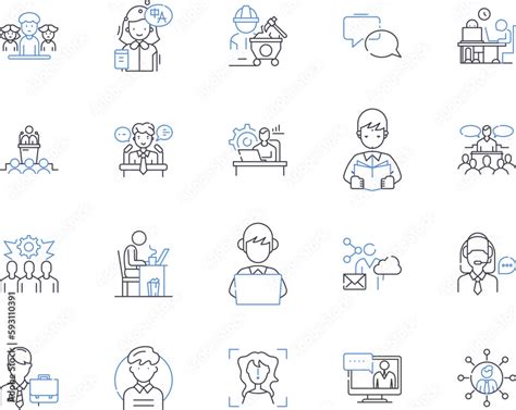 Empoyee Work Outline Icons Collection Employee Work Labor Task