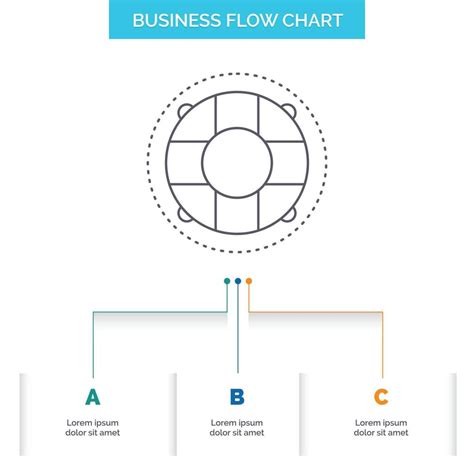 Help Life Lifebuoy Lifesaver Preserver Business Flow Chart Design With 3 Steps Line Icon