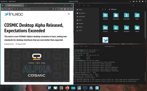 Cosmic Desktop Alpha Released Expectations Exceeded