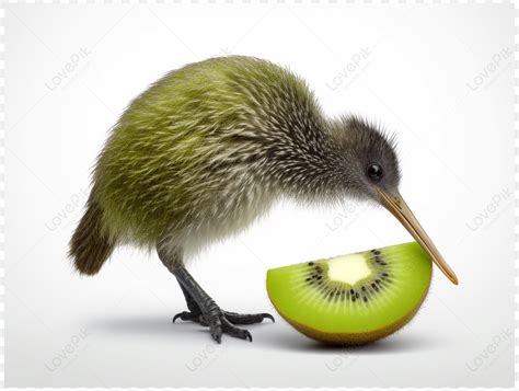 키위 한 조각을 먹는 키위새 Png 일러스트 무료 다운로드 Lovepik