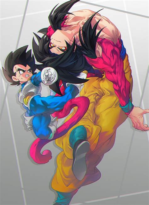 Ommmyoh Son Goku Vegeta Dragon Ball Dragon Ball Daima Dragon Ball Gt Black Hair Blue Sash