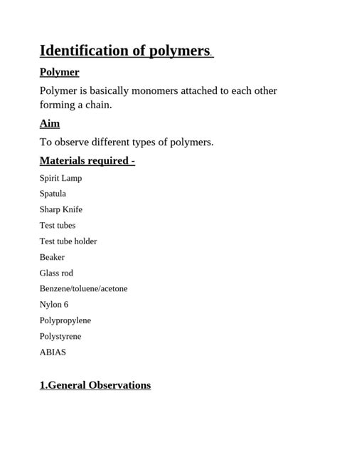 Identification Of Polymers Pdf