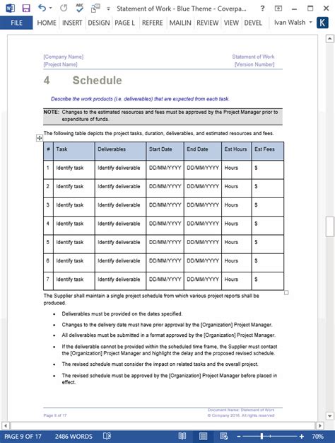 Statement Of Work Template MS Word Excel Templates Forms Checklists For MS Office And