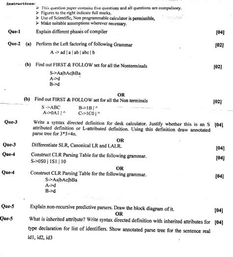 Compiler Design Mid Sem Paper GTU Papers Sem