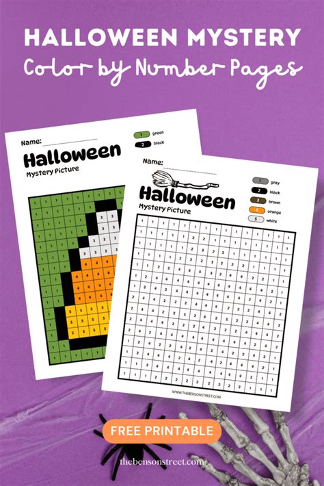 Free Mystery Picture Color By Numbers Halloween Worksheets The Benson