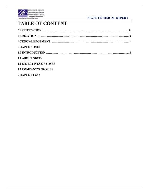 SIWES TECHNICAL REPORT SAMPLE PDF