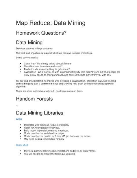 Cs 6240 2016 Notes 14 Map Reduce Data Mining Homework Questions