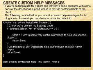 Top Wordpress Dashboard Hacks PPT