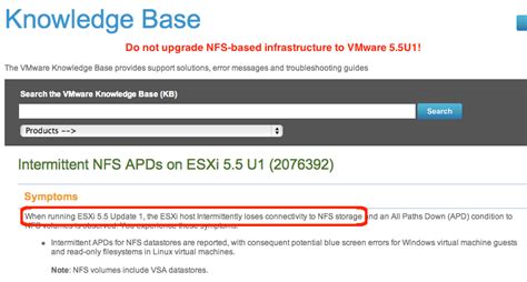 VMware 5 5U1 Has NFS Connectivity Issues