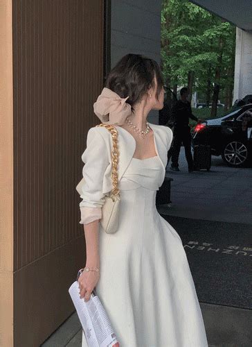 당일출고 체미츠 하객룩 하객원피스 브라이덜샤워 자켓 원피스 화이트 봄 가을 결혼식 피로연 스퀘어넥 나시 롱원피스 르뚜앙