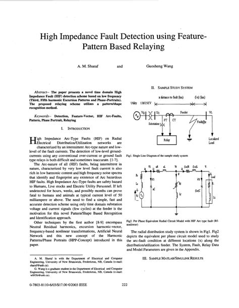 Pdf High Impedance Fault Detection Using Feature Pattern Based Relaying