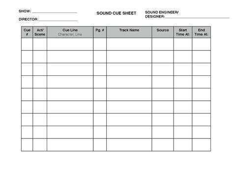 sound cue sheet lecture notes theatre docsity
