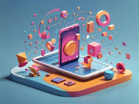 premium ai image immersive 3d mobile application development concept