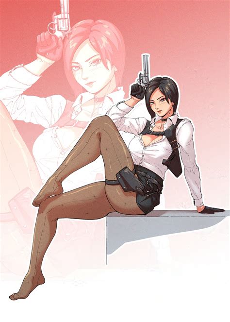 Chuckuddin Ada Wong Resident Evil Commentary Highres 1girl Arm Support Black Gloves