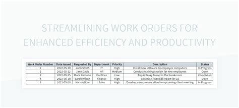 Free Work Order Documentation Templates For Google Sheets And Microsoft Excel Slidesdocs