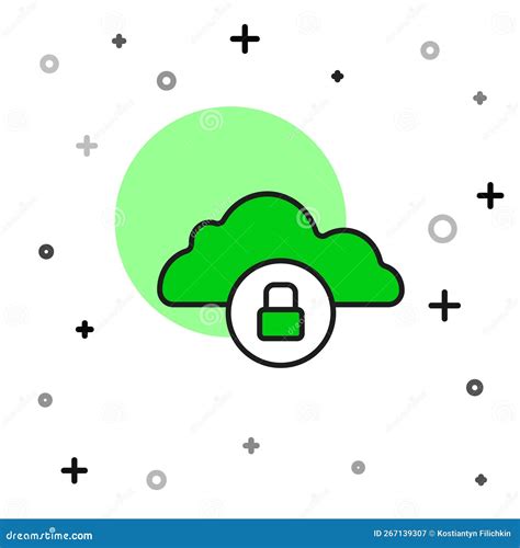 Filled Outline Cloud Computing Lock Icon Isolated On White Background Security Safety