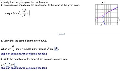 solved a verify that the given point lies on the curve b