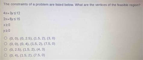 solved the constraints of a problem are listed below what are the