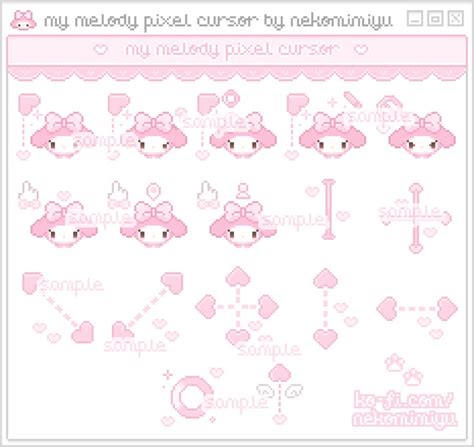 My Melody Pixel Cursor Pack ♡ Mii ♡s Ko Fi Shop Temas Para Celular