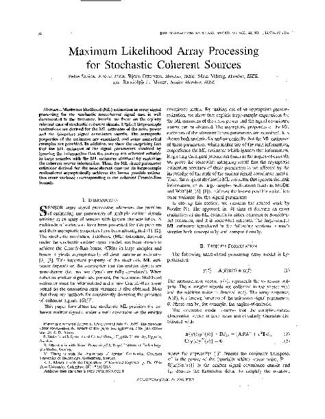 Maximum Likelihood Array Processing For Stochastic Coherent Sources