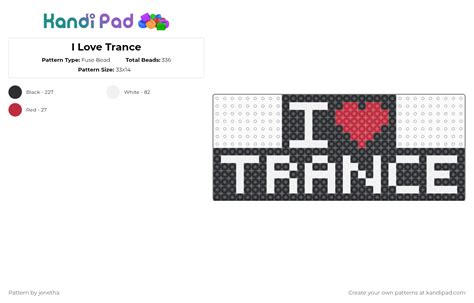 I Love Trance Fuse Bead Pattern Kandi Pad Kandi Patterns Fuse Bead