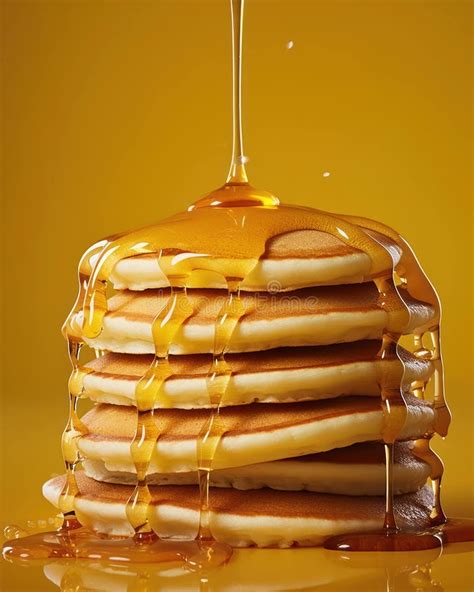 Maple Stack Meal Sweet Fresh Background Syrup Homemade Breakfast Food Pancakes Stock Image