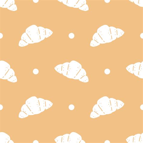 White Croissant Cartoon Hand Drawn Seamless Patterns 50464786 Vector