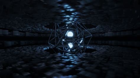 looping camera rotates around of an abstract quantum particles in 3d