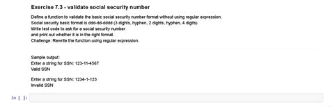 Solved Exercise 73 ﻿validate Social Security Number