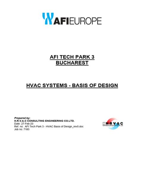 Afi Tech Park 3 Hvac Basis Of Design Rev0 Pdf