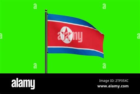 3d Rendered North Korea National Flag Waving Animation With Realistic