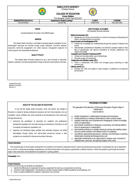 Assessment Outline Pdf Educational Assessment Cognition