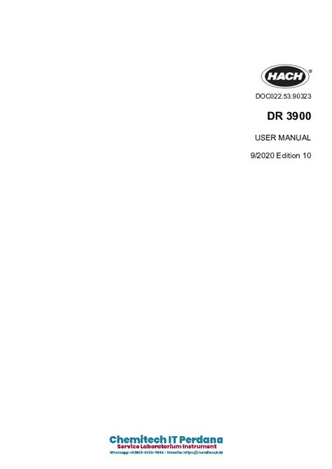 User Manual Hach Dr3900 Spectrophotometer Chemitech It Perdana